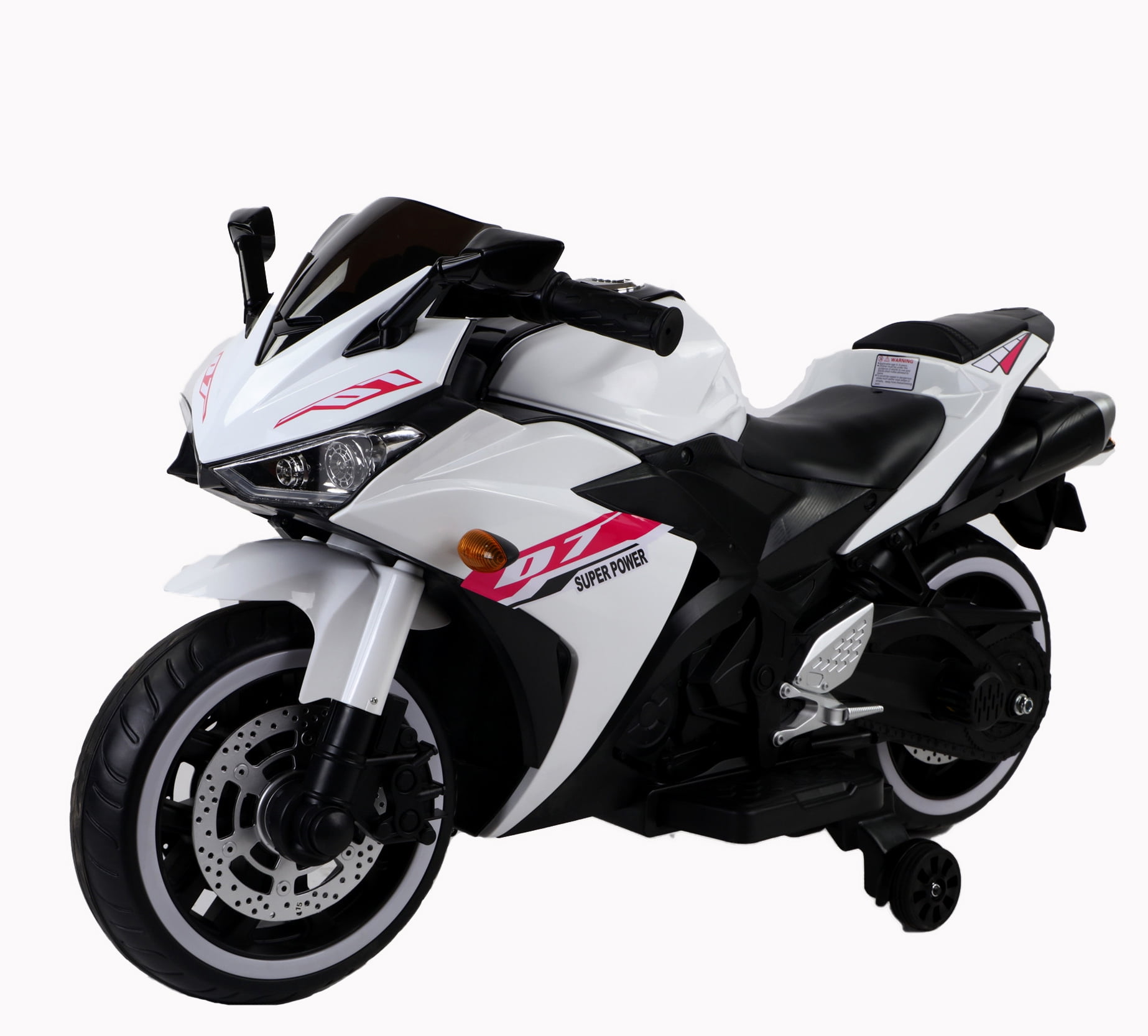 GraPeg 12 V Powered Ride-On Toy Motorcycle with Training Wheels ...