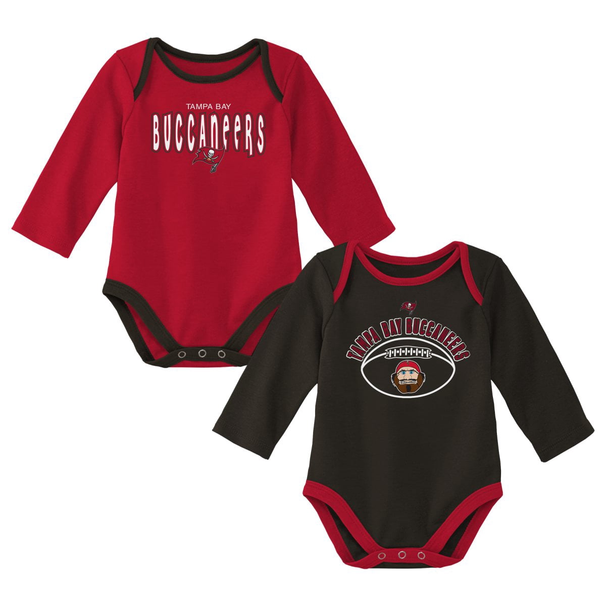TAMPA BAY BUCS Infant Tm1&2 Color Cotton Long Sleeve Onesie 2PK Boy ...