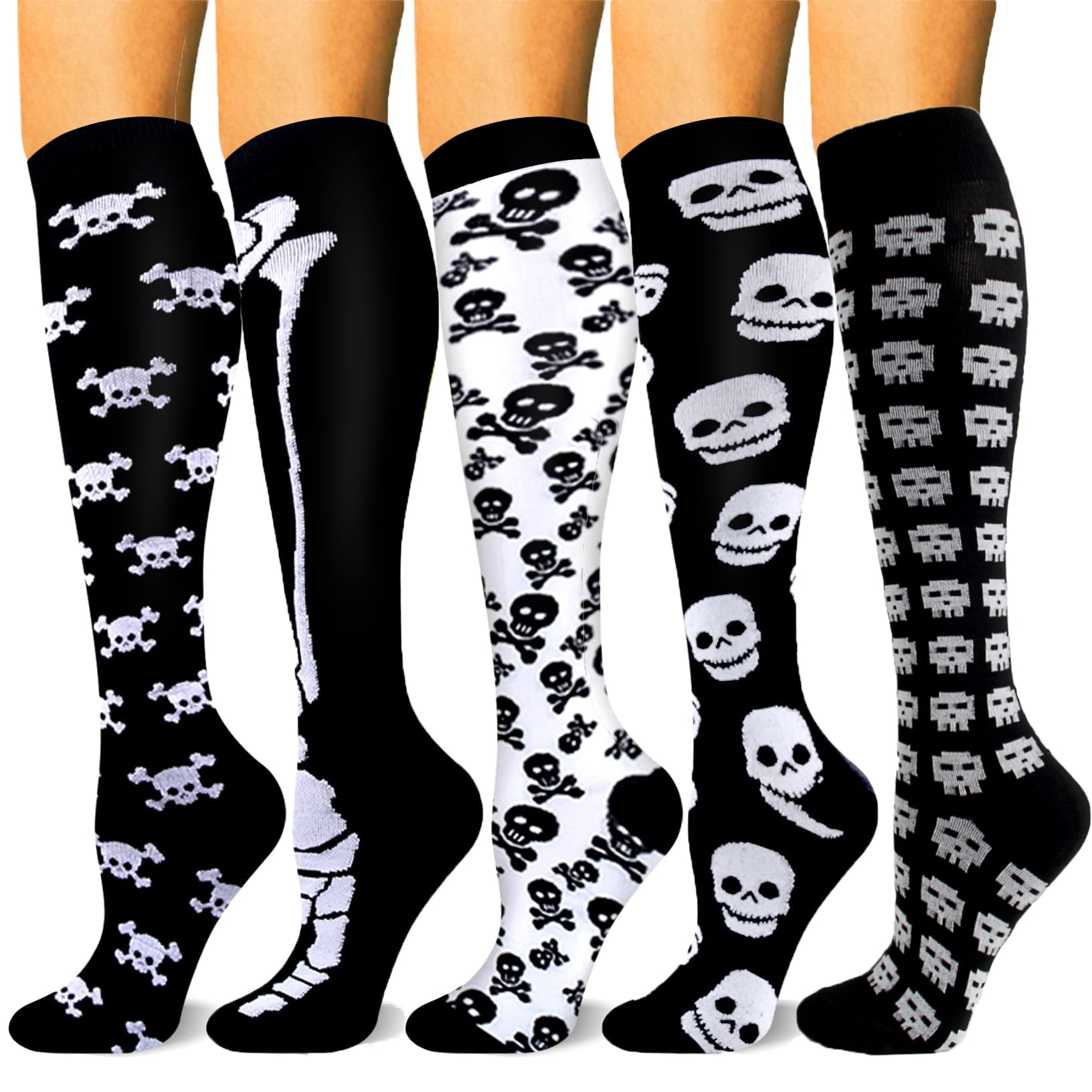 TANABATA 1 Pair Halloween Funny Compression Socks for Men Women Cartoon ...