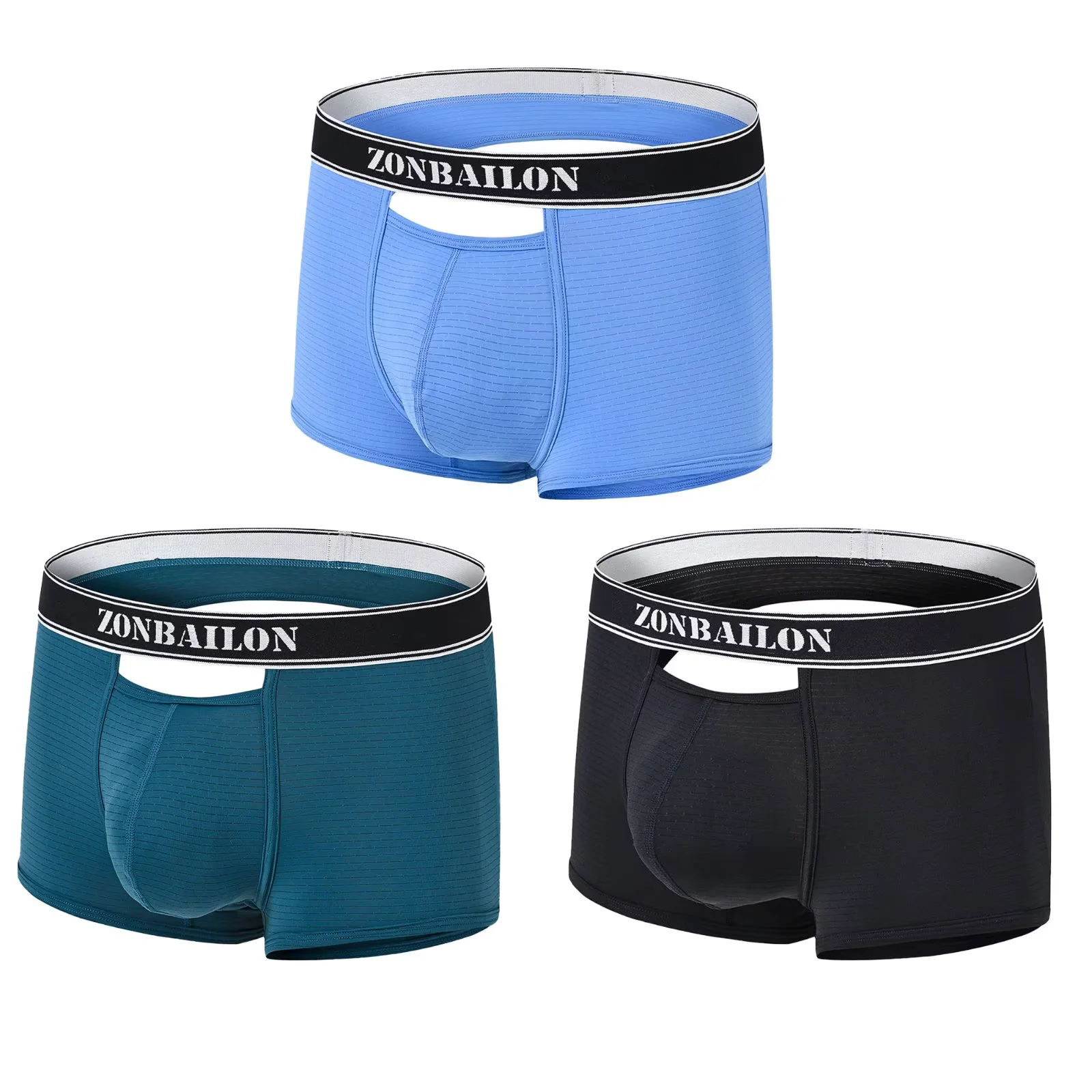TANBOM Men's Backless Briefs Nylon Underwear Pack Blue/Black/Green L 3 ...