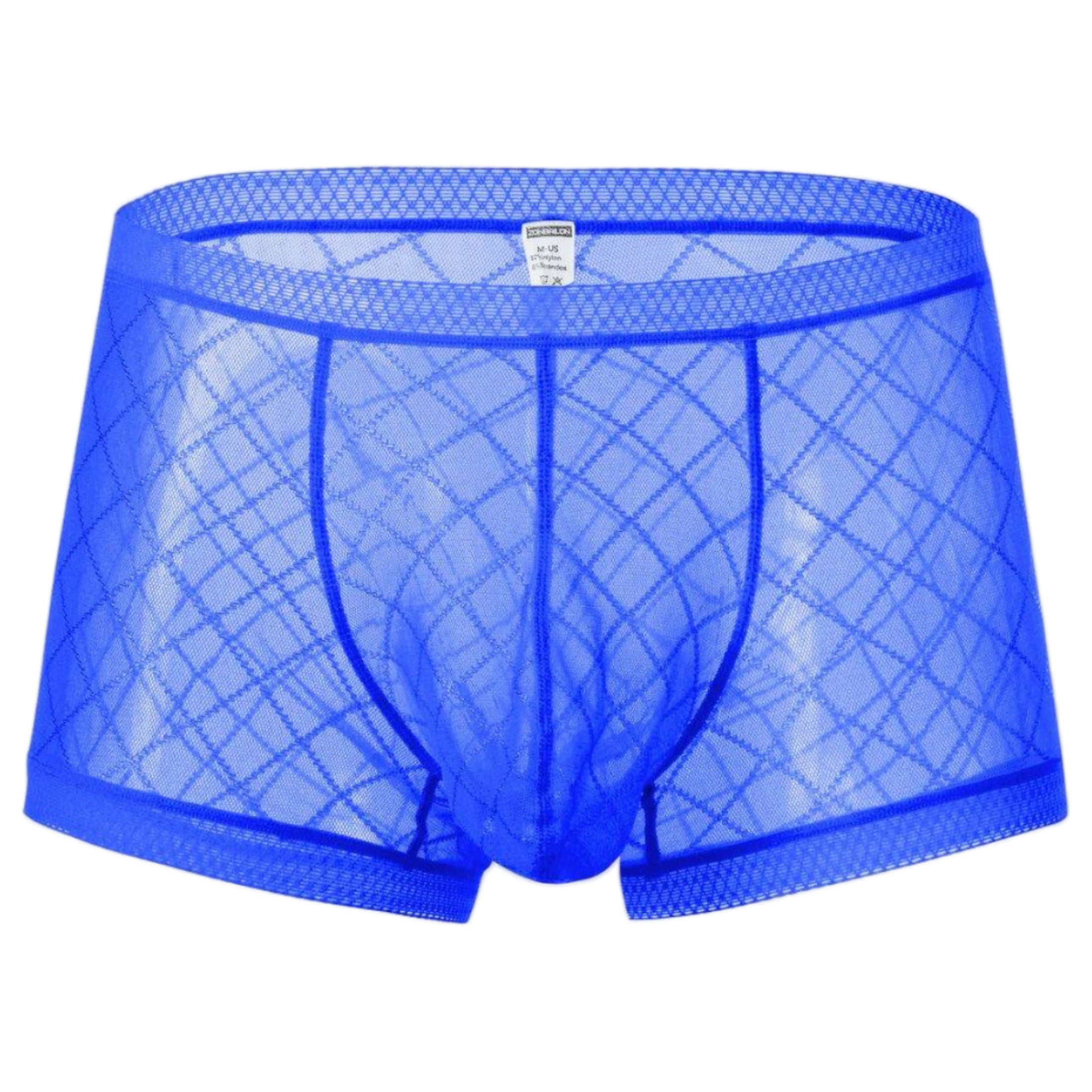 TANBOM Men's Breathable Nylon Mesh Boxer Briefs Underwear, Blue, 1-Pack ...
