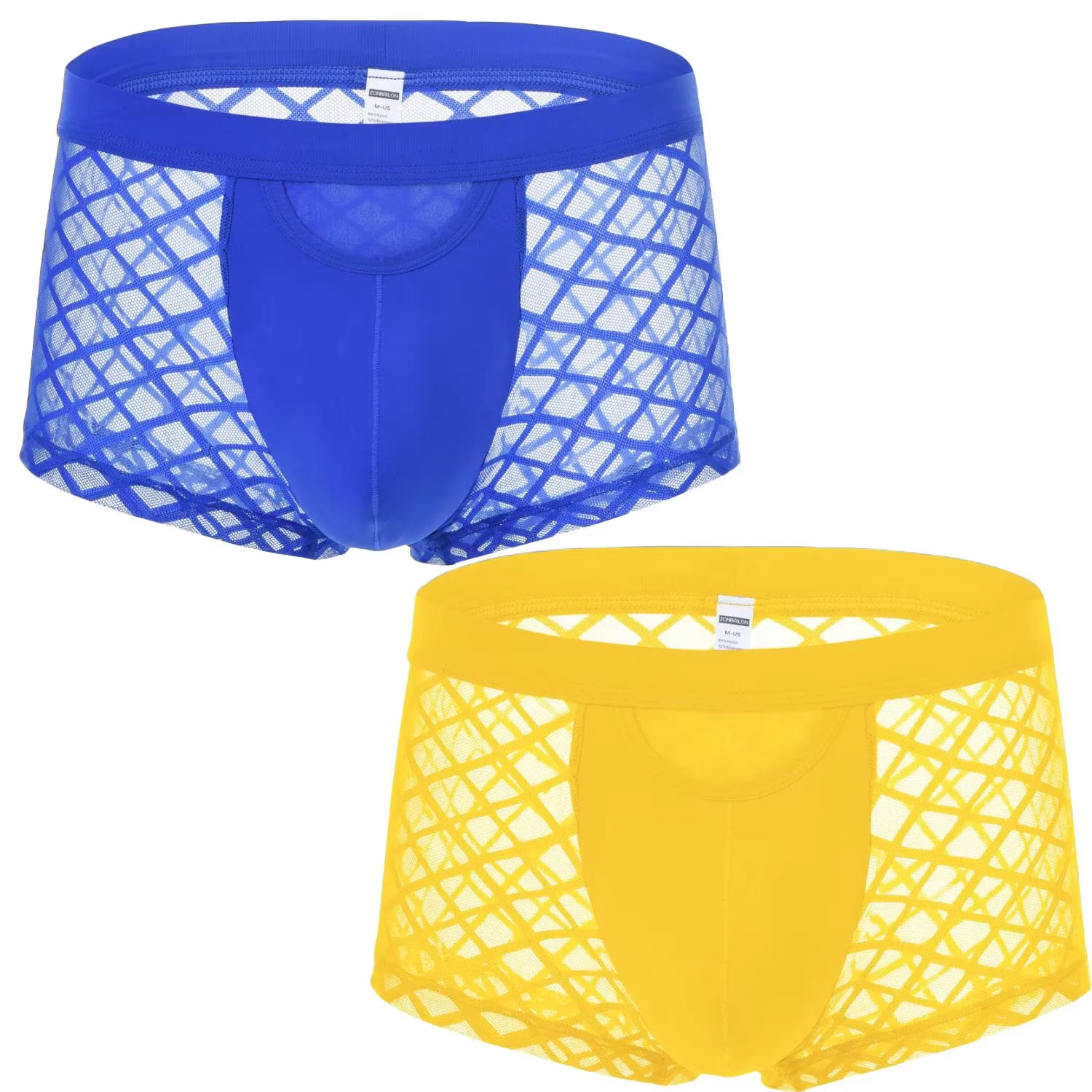 TANBOM Men's Bulge Enhancing Boxer Briefs Mesh Transparent Underwear ...