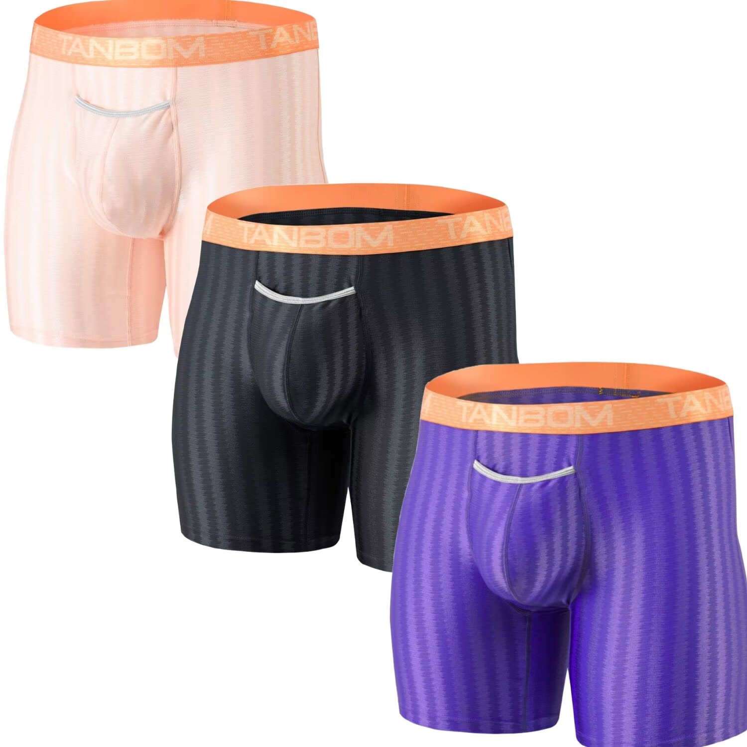 TANBOM Men's Sexy Long Nylon Boxer Briefs Soft Breathable Big Pouch ...