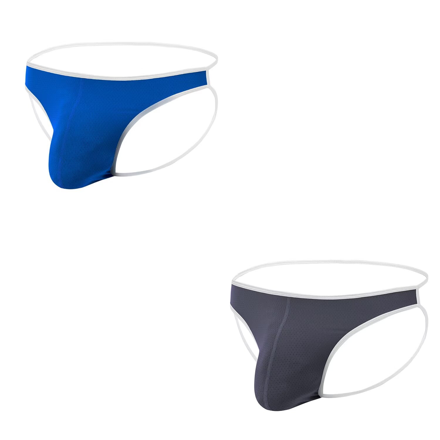TANBOM Mens Sexy Thong Underwear Ball Pouch Low Rise Tagless G String Dark Grey+Blue 3XL ...