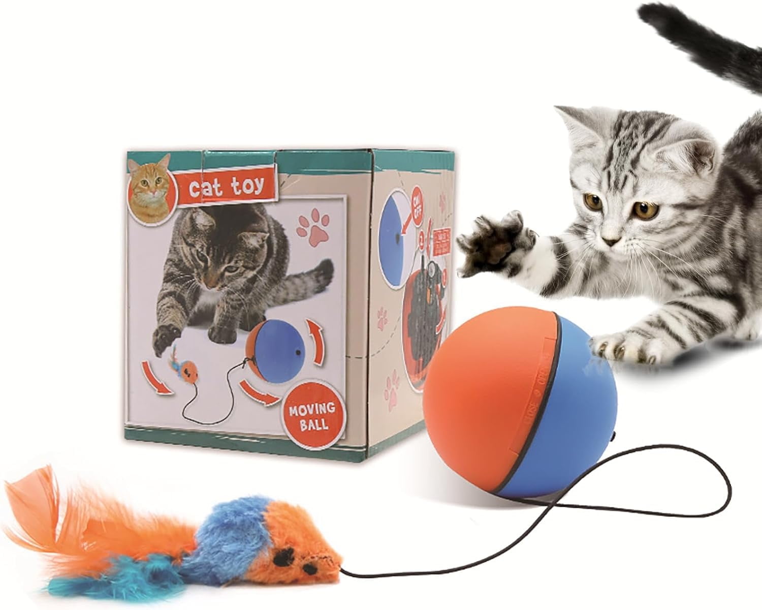 TANFENG Interactive Cat Toy Ball,with Motion Sensor Carpet Automatic ...