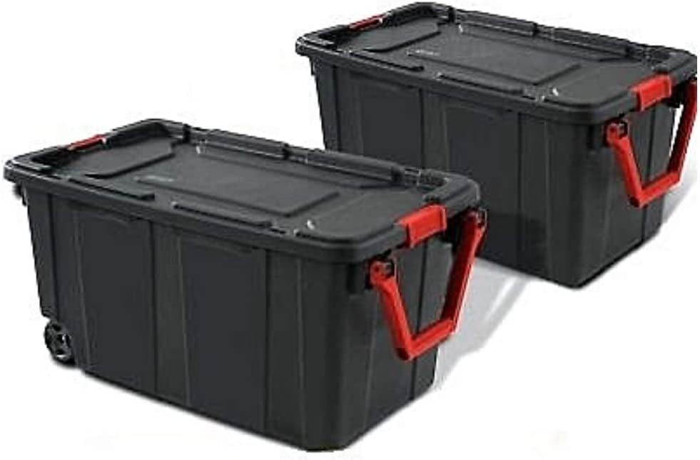 TANGDIAABBCC Rolling Storage Bin with Handle 40 gal Box Set of 2 ...