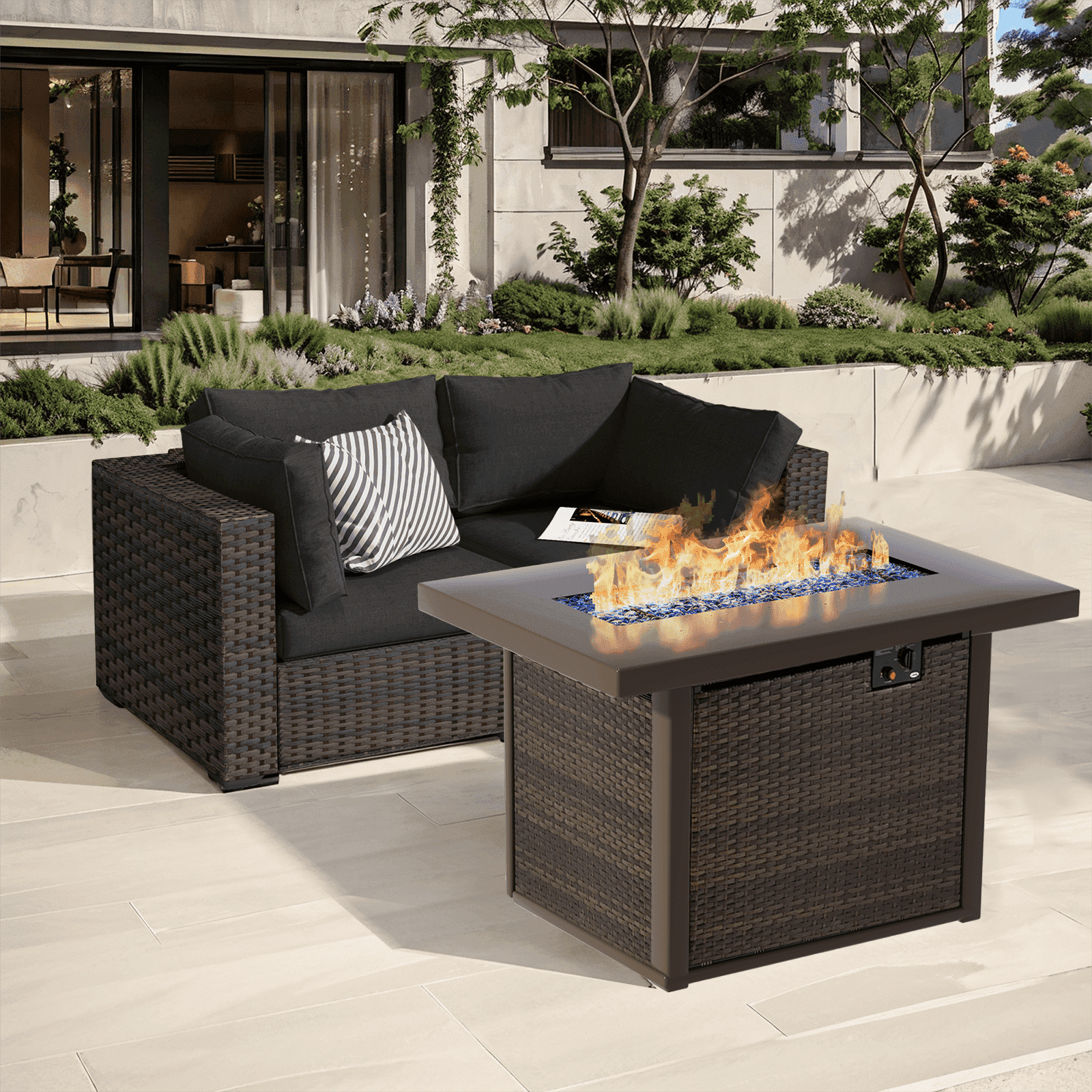 TANGJEAMER 3 Pieces All-Weather PE Rattan Sectional Sofa with Cushions ...