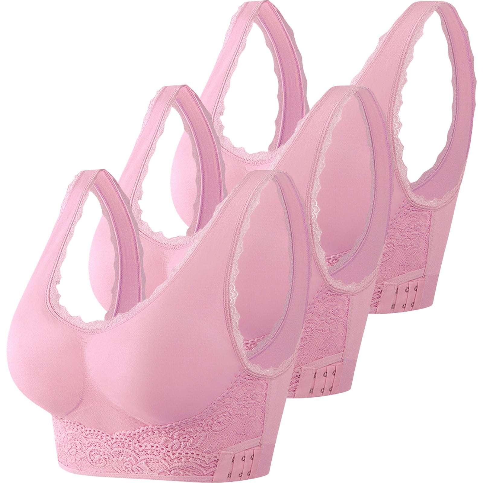 TANGNADE Bras for Women No Underwire 3 Pack Bra Comfy Corset Front Side ...