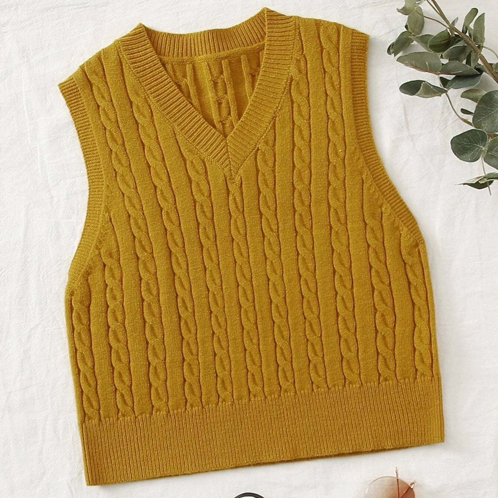 TANGNADE Women Casual Print Sleeveless V Neck Ribbed Knit Split ...