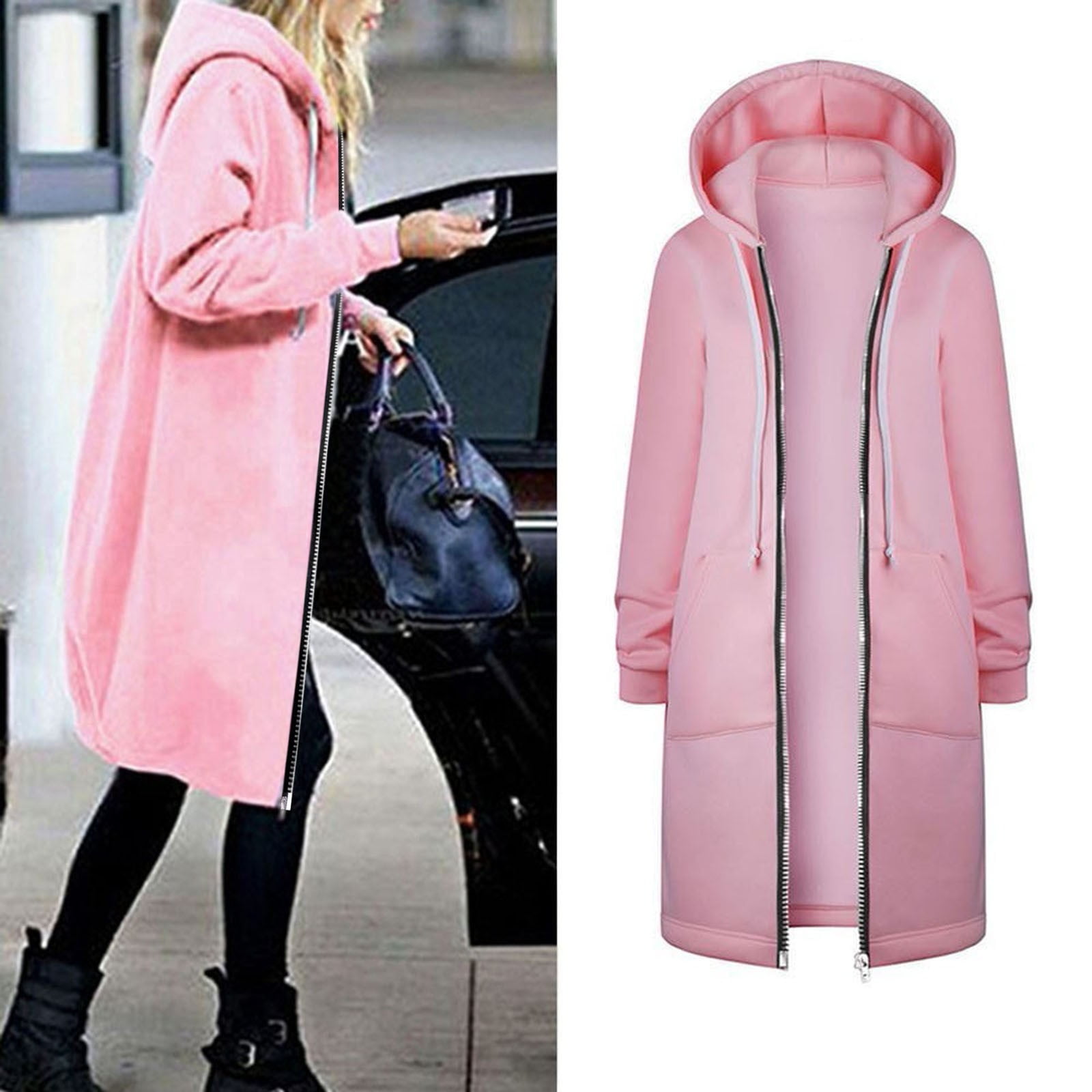 TANGNADE Women Outerwear Overcoat Women Warm Zipper Open Hoodies ...