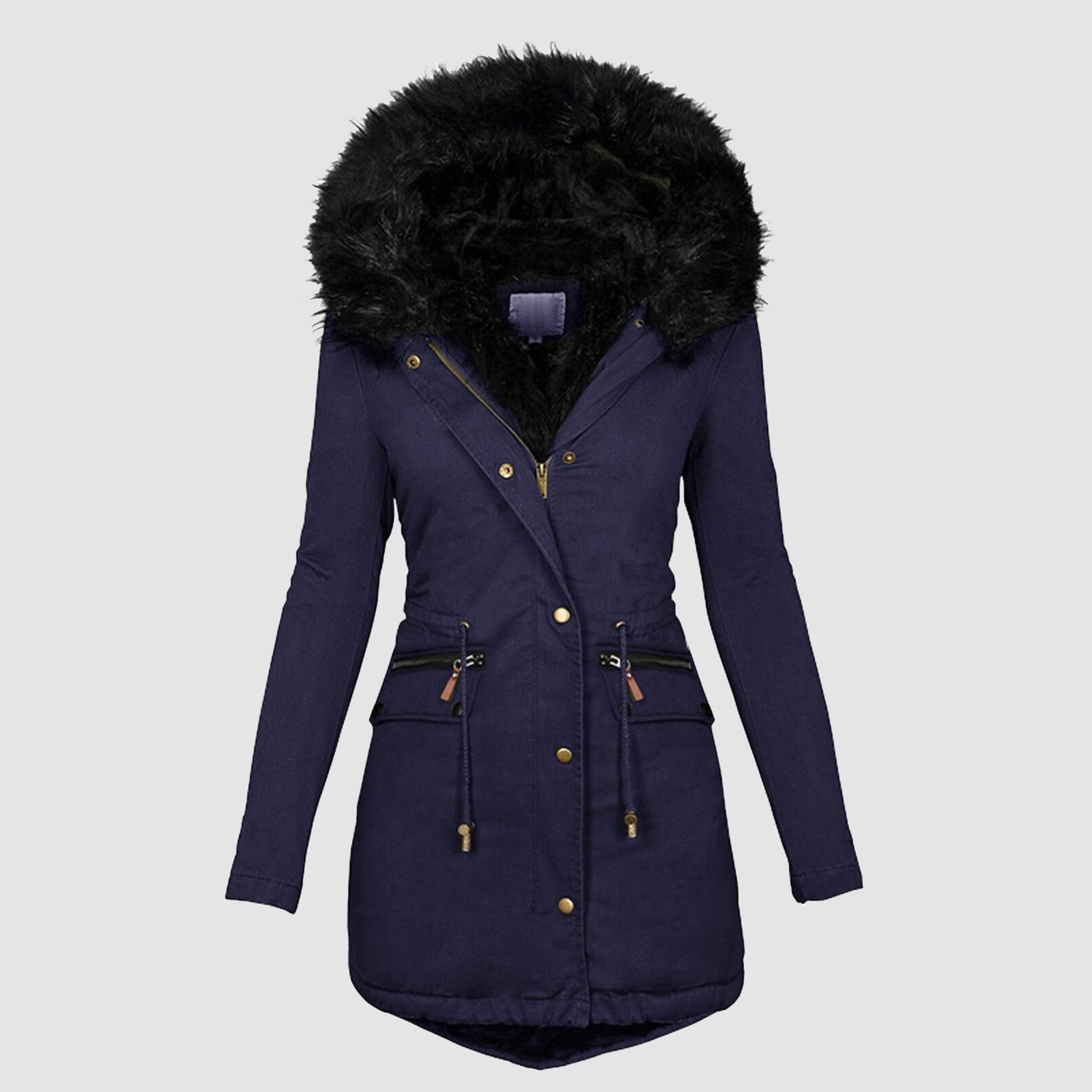 TANGNADE Women Plus Size Winter Coat Lapel Collar Long Sleeve Jacket ...