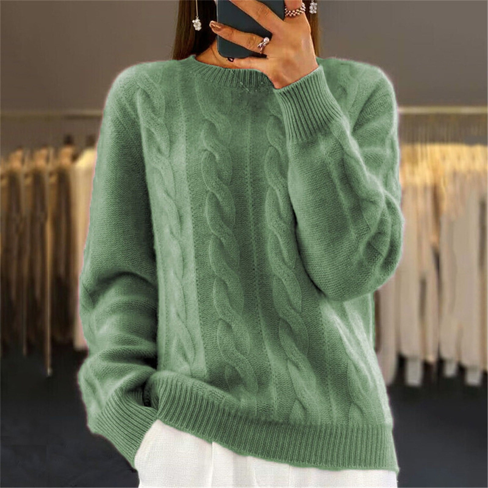 TANGNADE Women's Semi Turtleneck Sweater Long Sleeve Solid Color ...