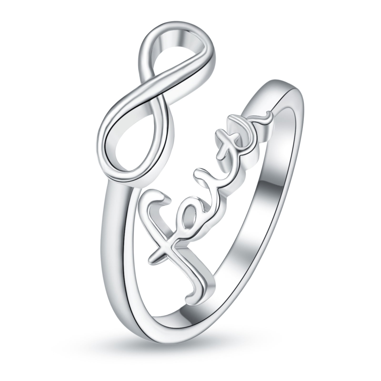 TANGPOET Faith Ring 925 Sterling Silver Rings for Women 18K White Gold ...