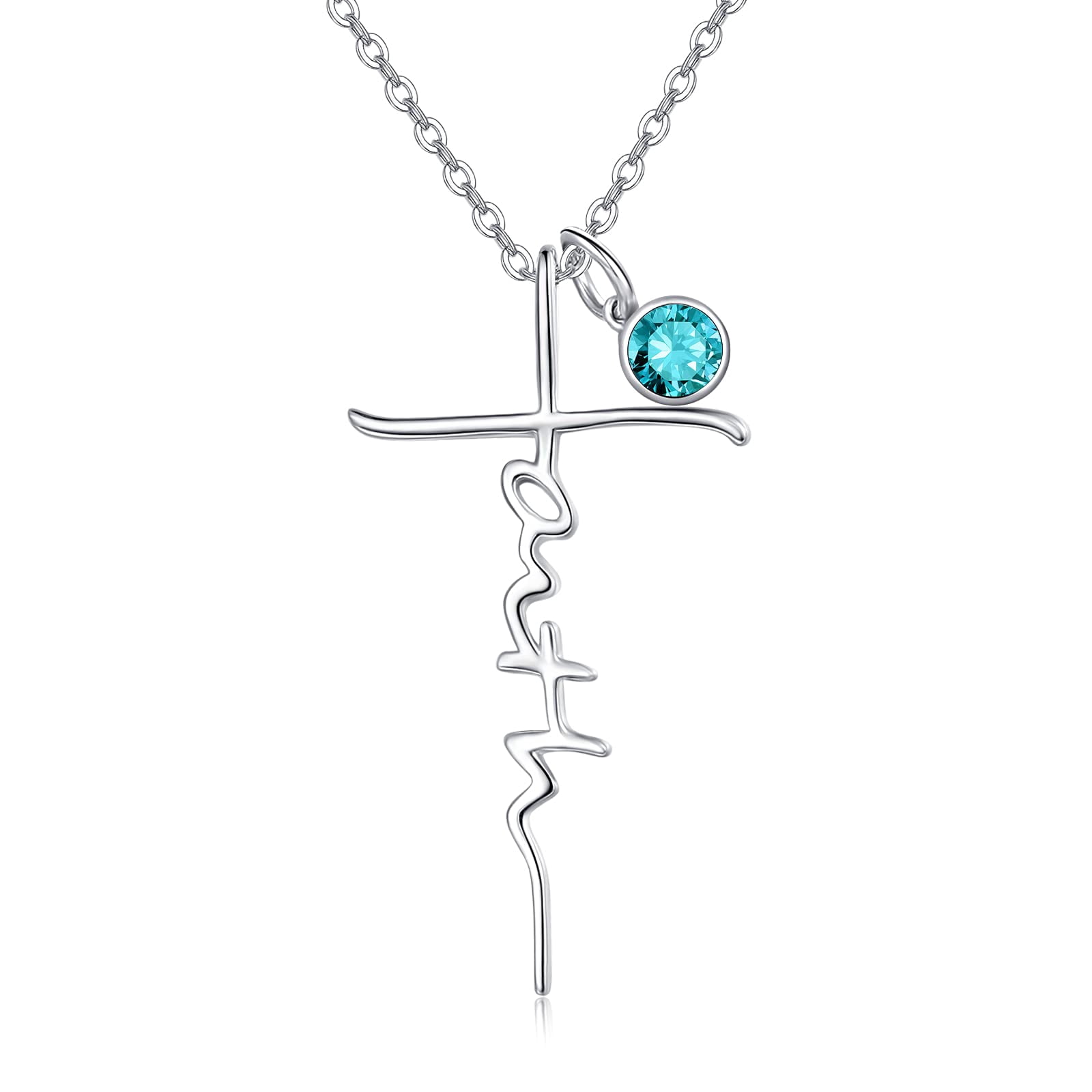 TANGPOET Silver Cross Necklace for Women December Birthstone Necklace ...