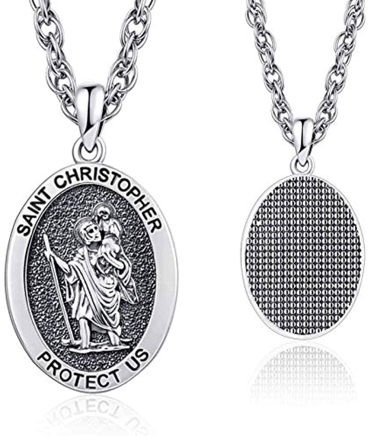 TANGPOET Saint Michael & Christopher Pendant, 925 Sterling Silver ...