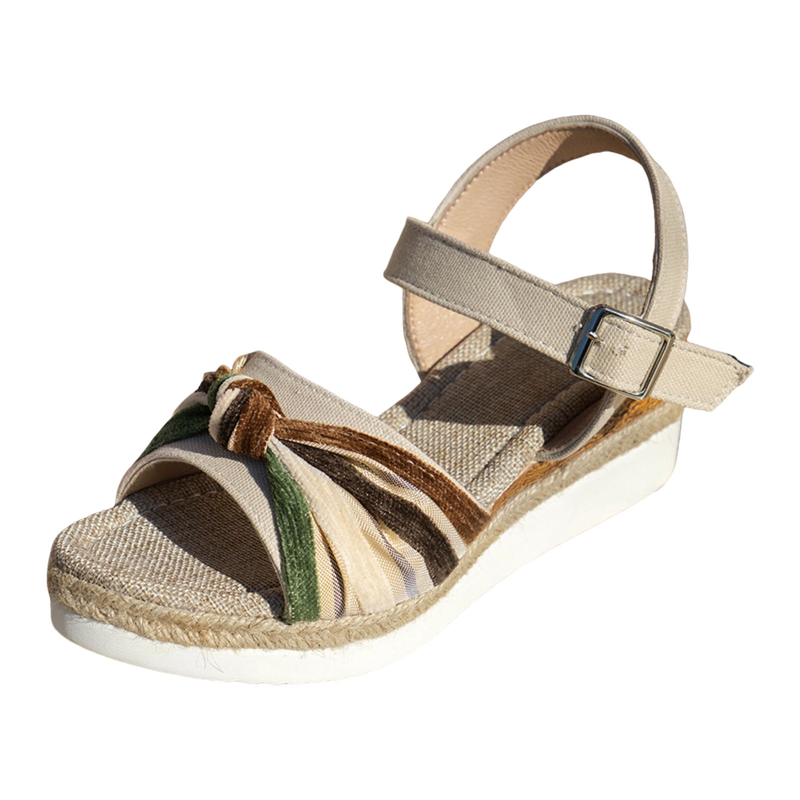 TANGQIOP Women'S Platform Wedge Sandals Boho Style Toe Strap Beaded ...