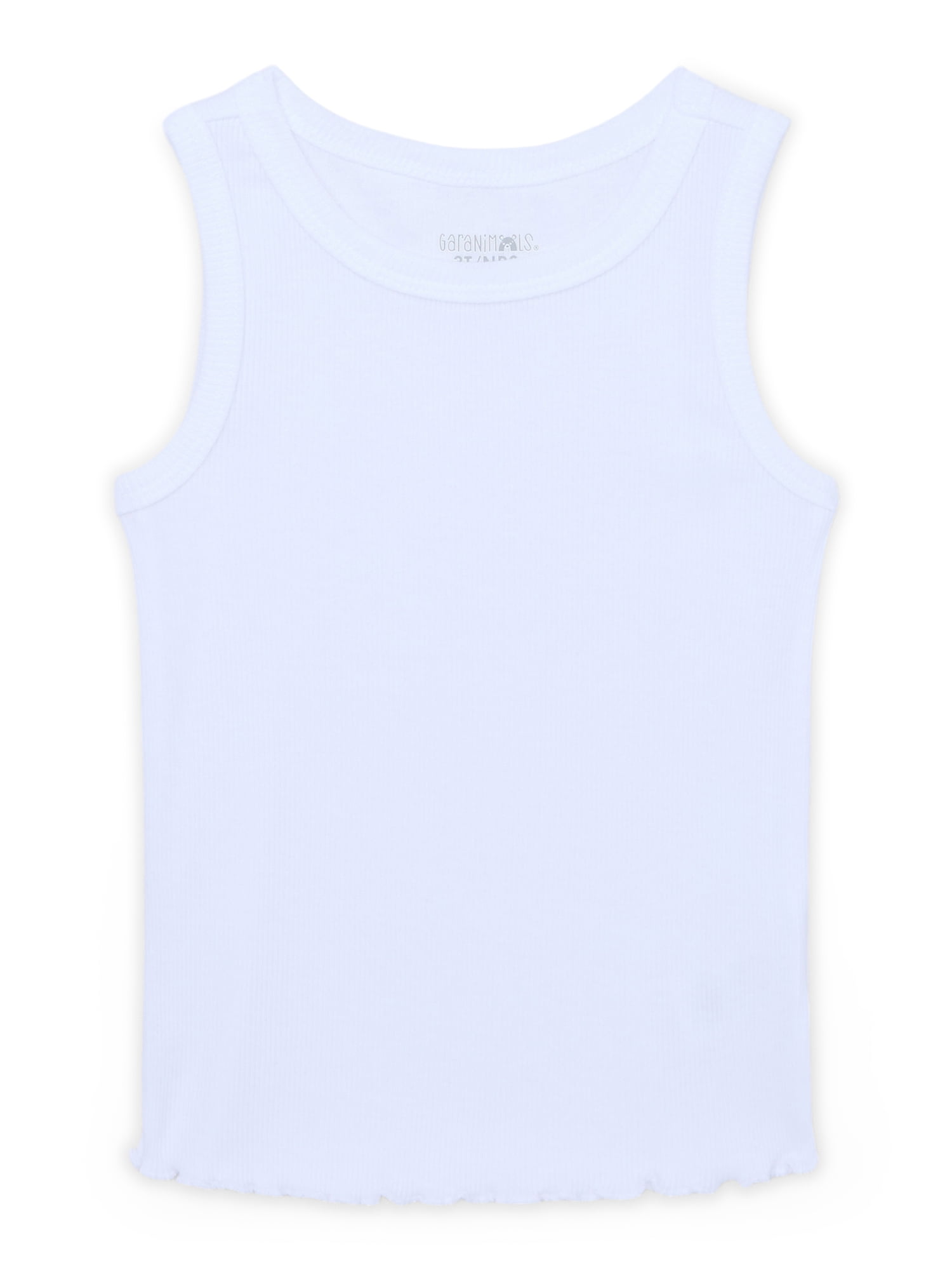 Garanimals Toddler Girl Solid Rib Tank with Lettuce Hem, Sizes 18M-5T ...