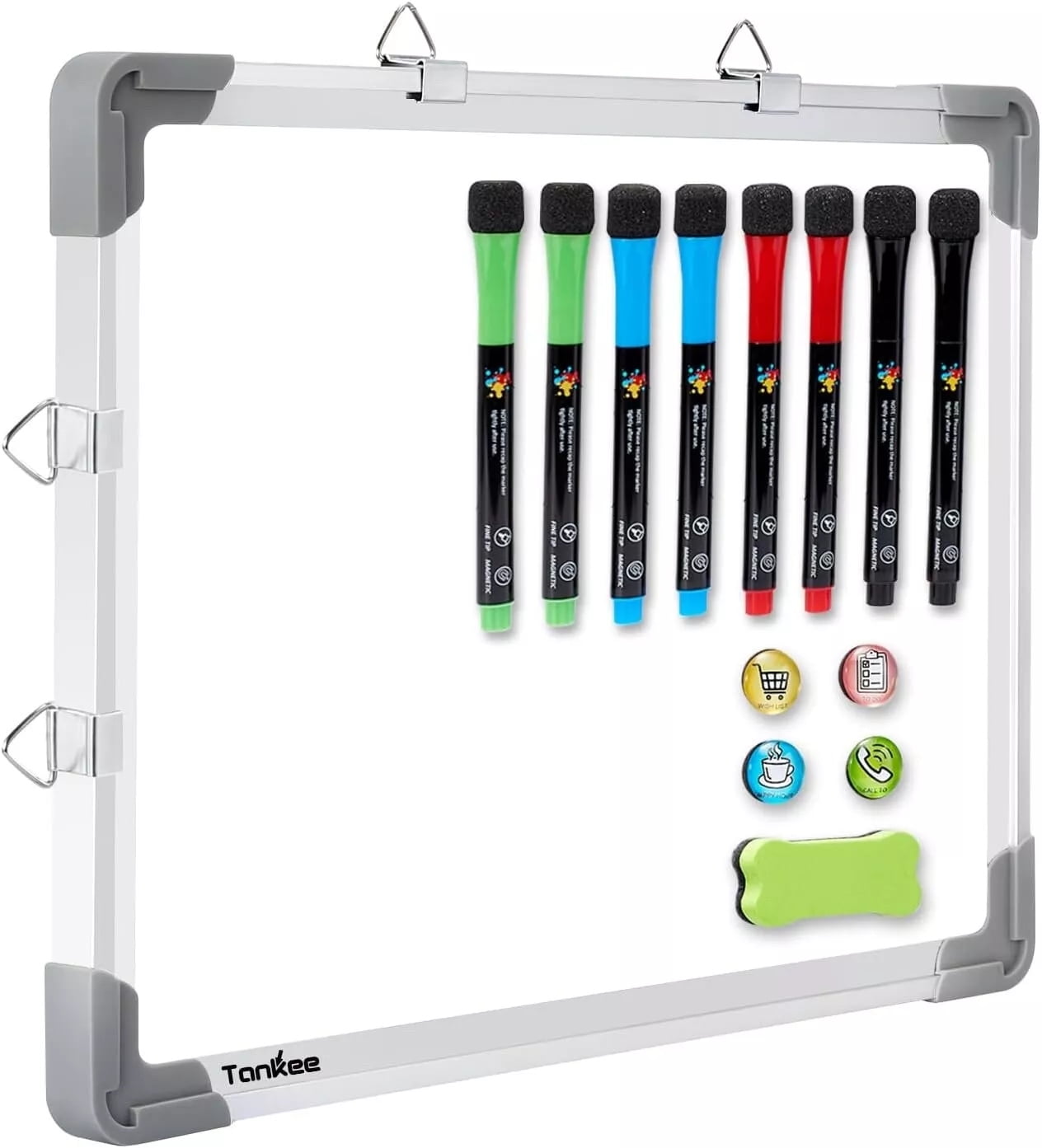 TANKEE 16"x12" Magnetic Dry Erase Whiteboard | Double-Sided, Portable ...