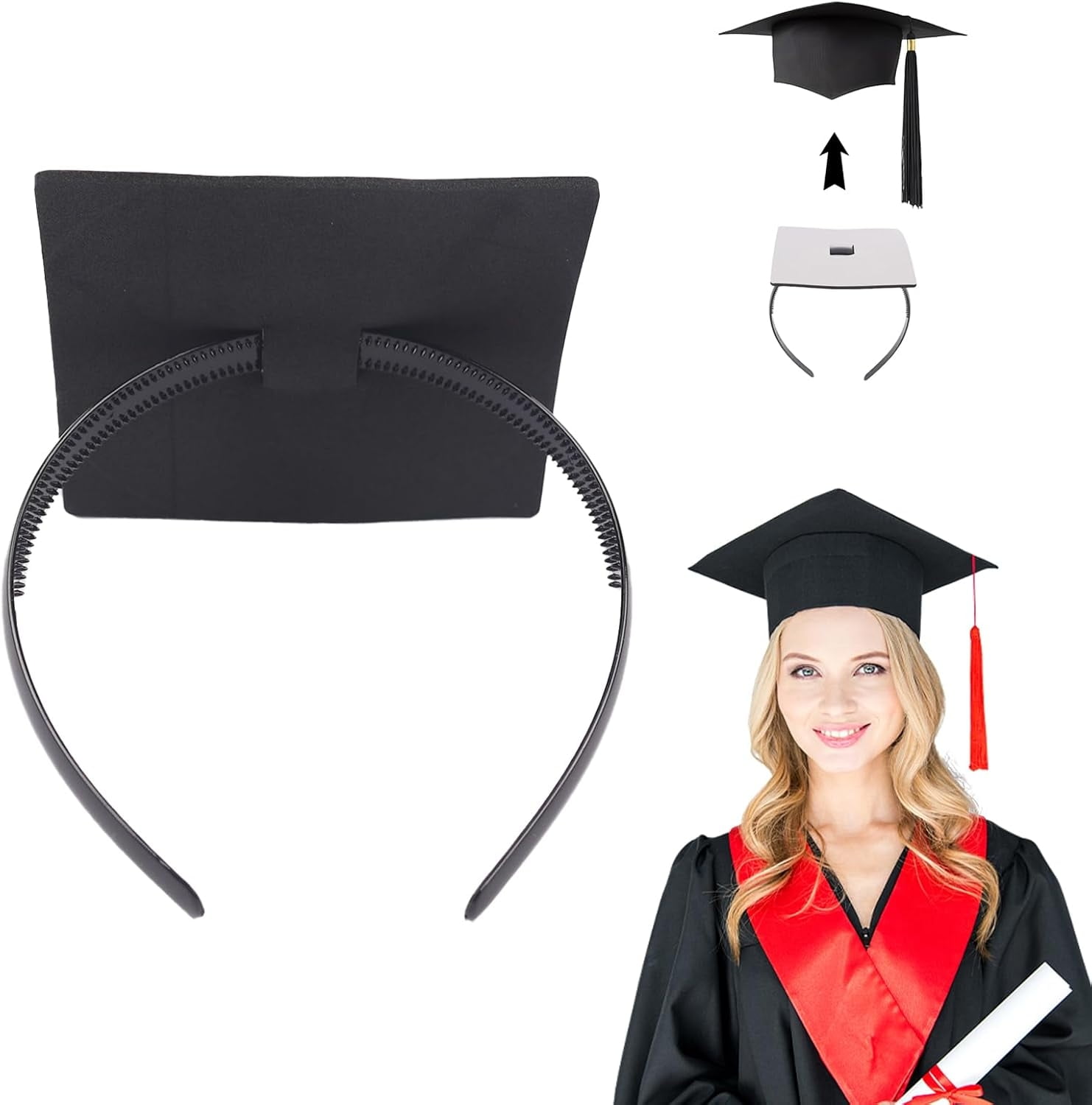 TANMAO Graduation Cap Headband With Upgraded Clip Inside, Secures Cap ...