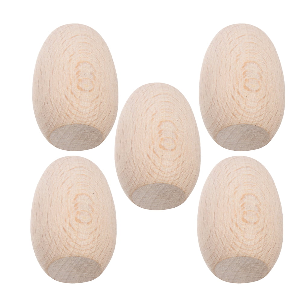 TANOM 5 Pcs Handmade Graffiti Ornaments Mini Wood Crafts DIY Unpainted Eggs Unfinished White ...