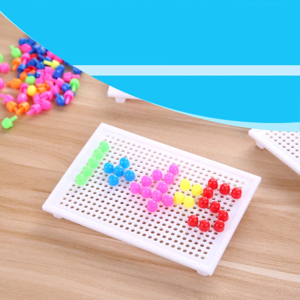 TANOM 92Pcs Jigsaw Puzzle Mix Colour Mushroom Nails Pegboard Educational Building Bricks ...