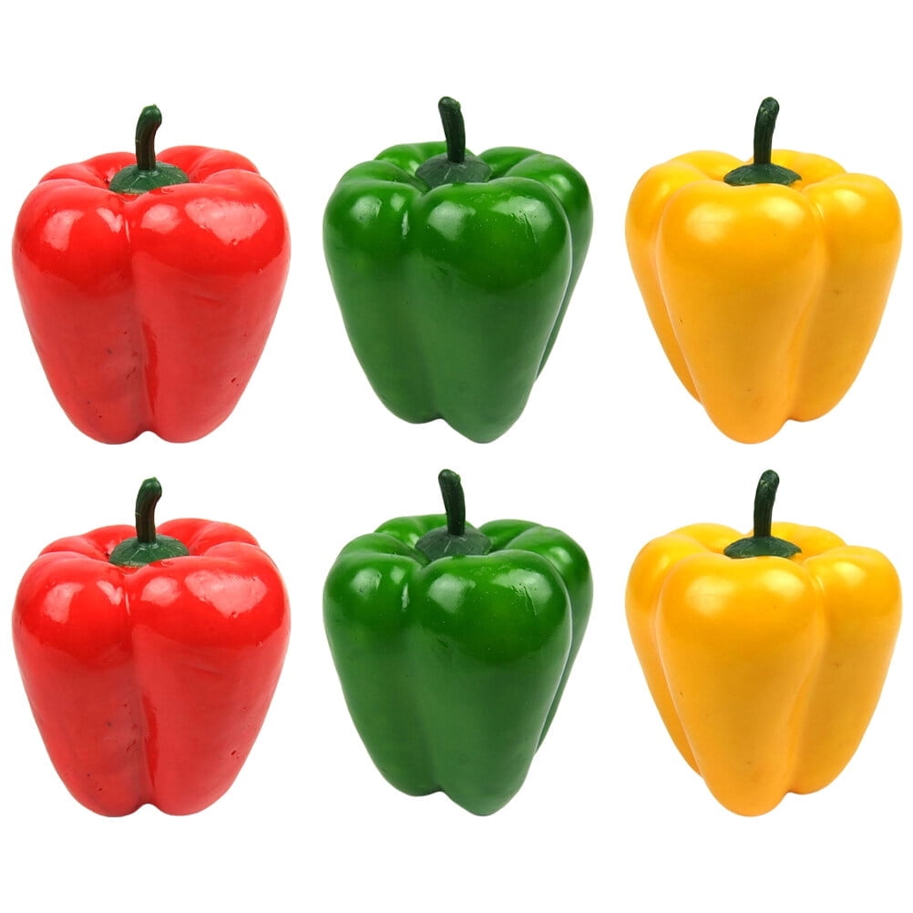 TANOM Pepper Model,6Pcs Mini Artificial Bell Peppers Fake Vegetables ...