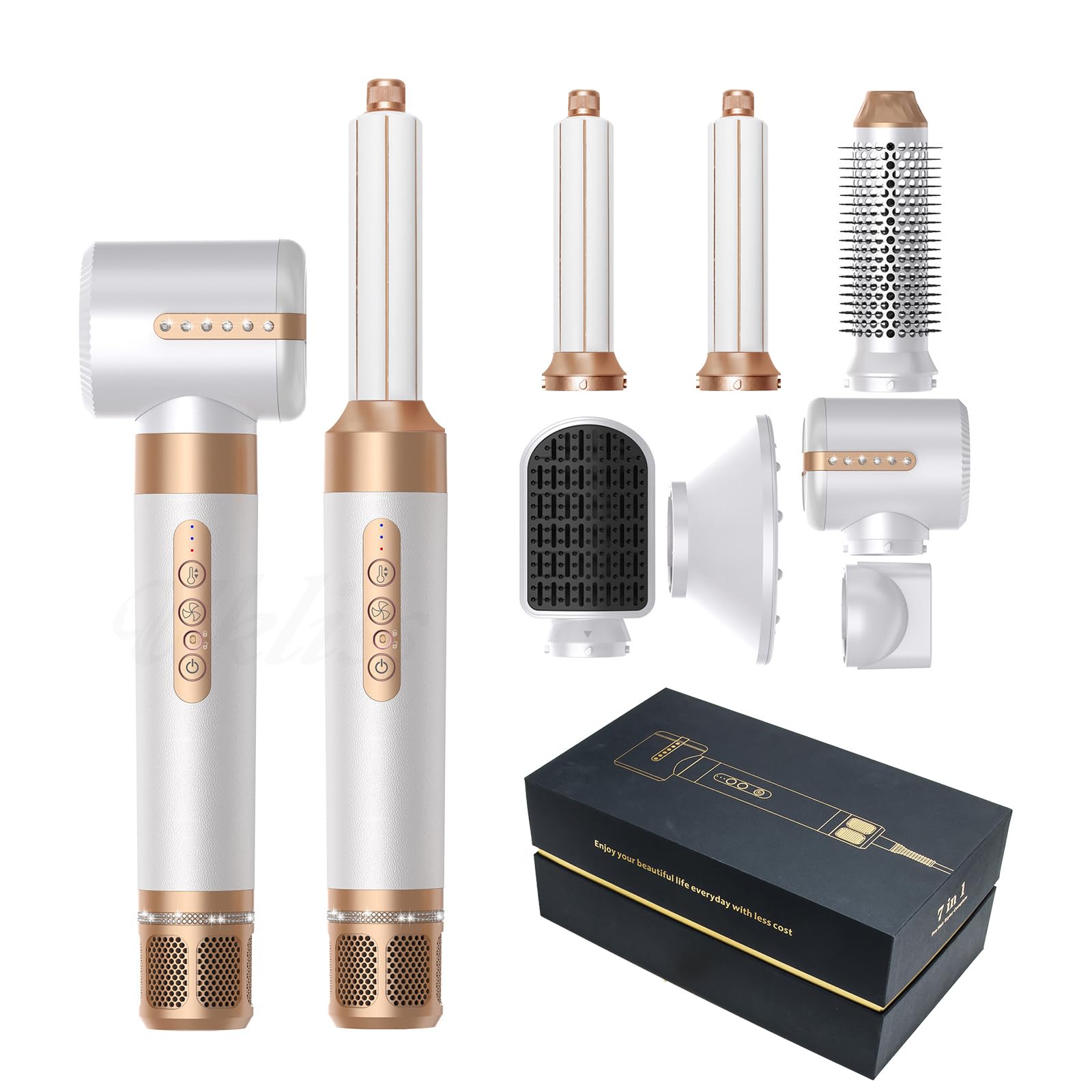 TANSHINE Hair Styling Set - 7-in-1 Multifunctional Hot Air Brush Styler ...