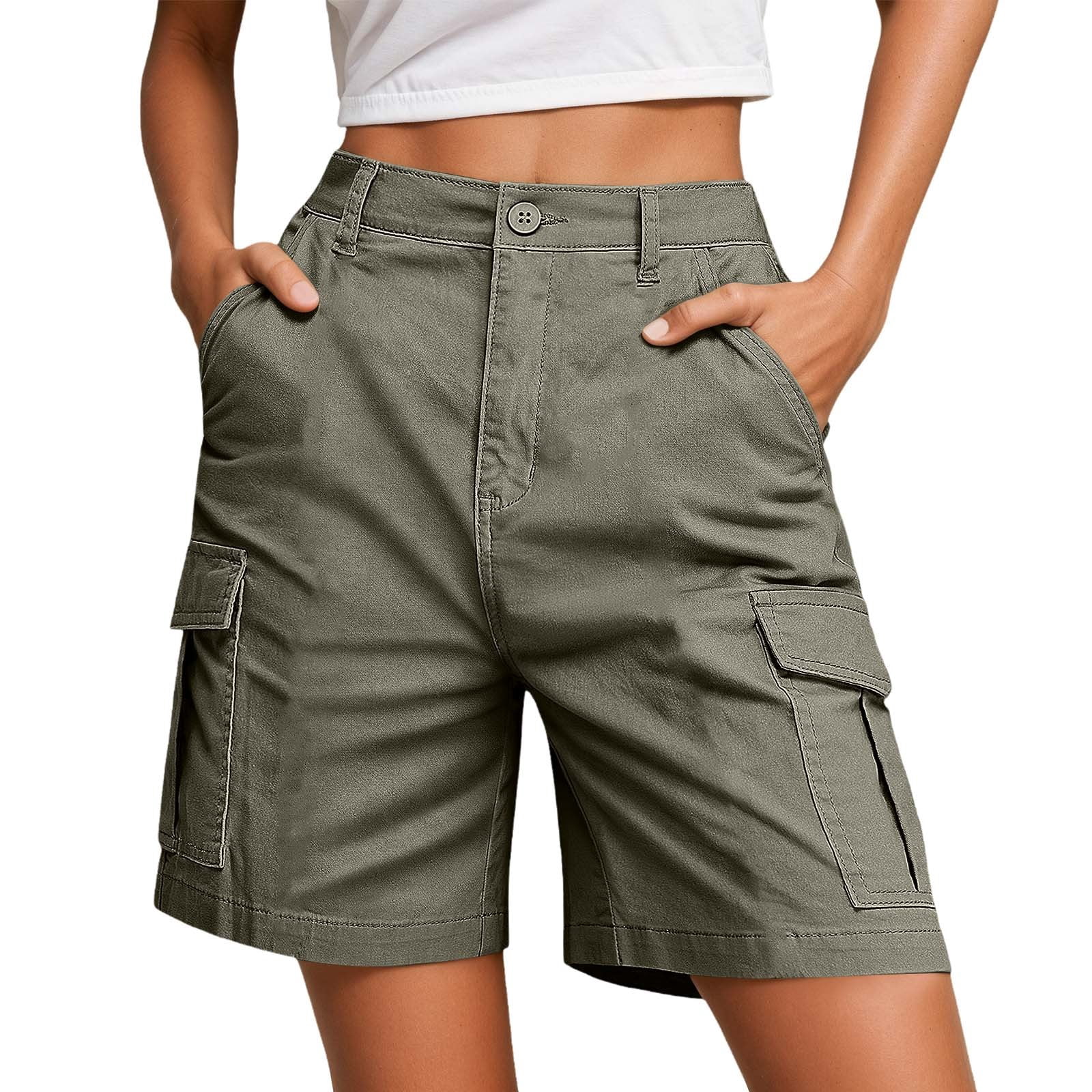 TANYSU Women Casual Cargo Shorts Pocket Everyday Relaxed Wear For ...