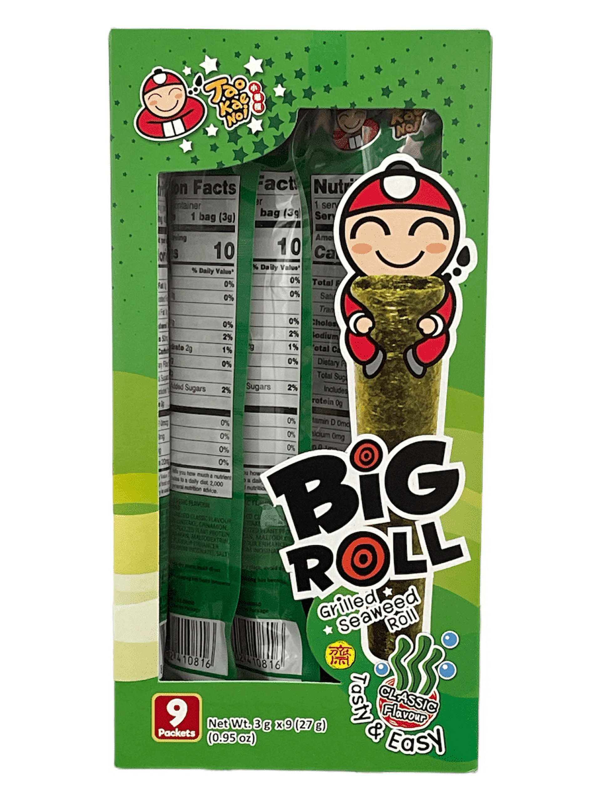 TAO KAE NOI Grilled Seaweed Big Roll; Classic Flavor; Box of 9 Packets ...
