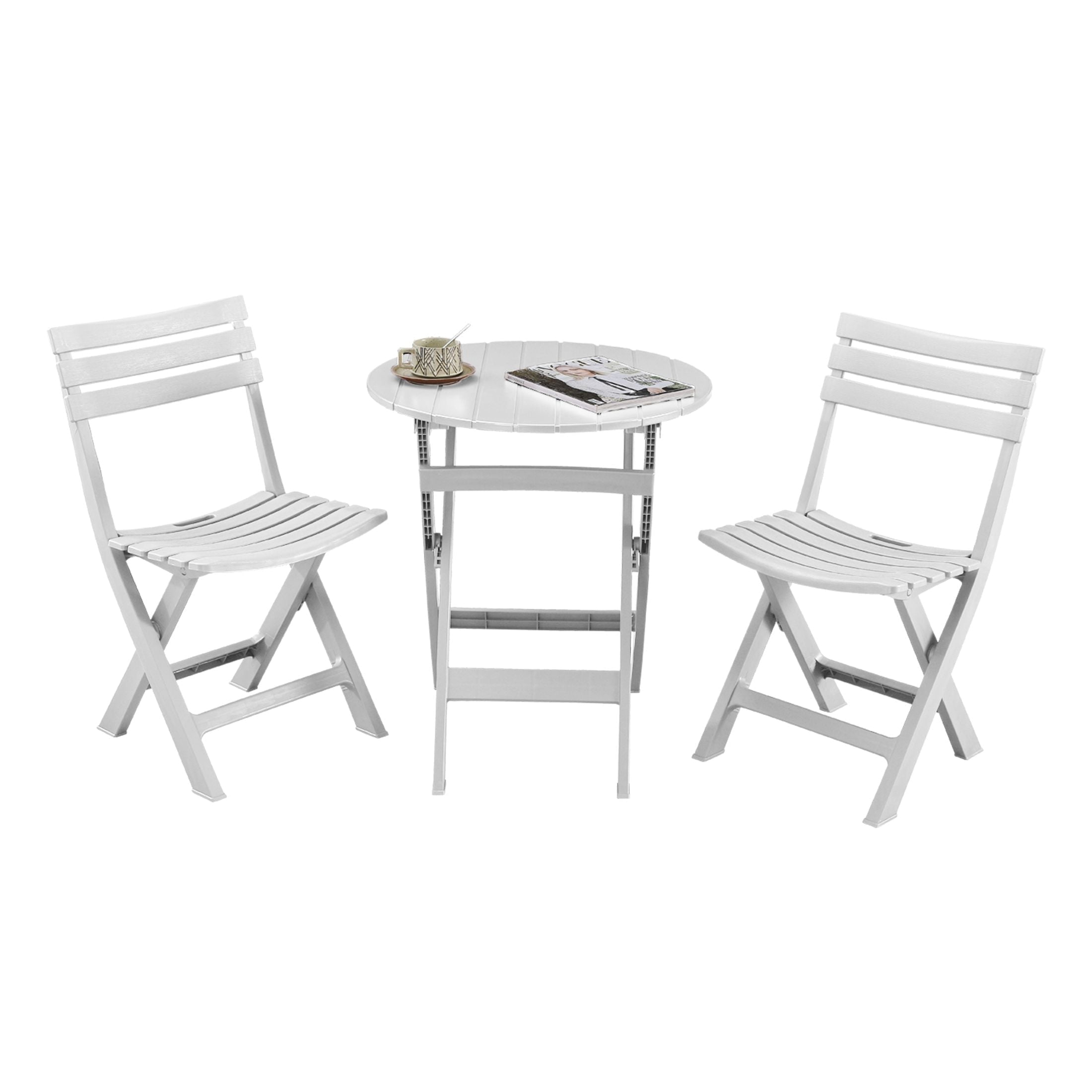 TAO ONE Plastic Folding Bistro Set – 3 Piece Portable Indoor Outdoor ...