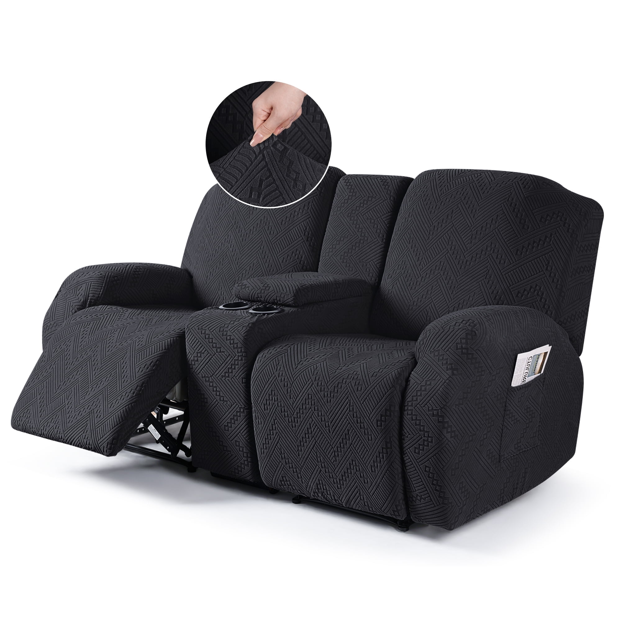 TAOCOCO Recliner Sofa Slipcovers with Console, 4 Pieces Jacquard ...