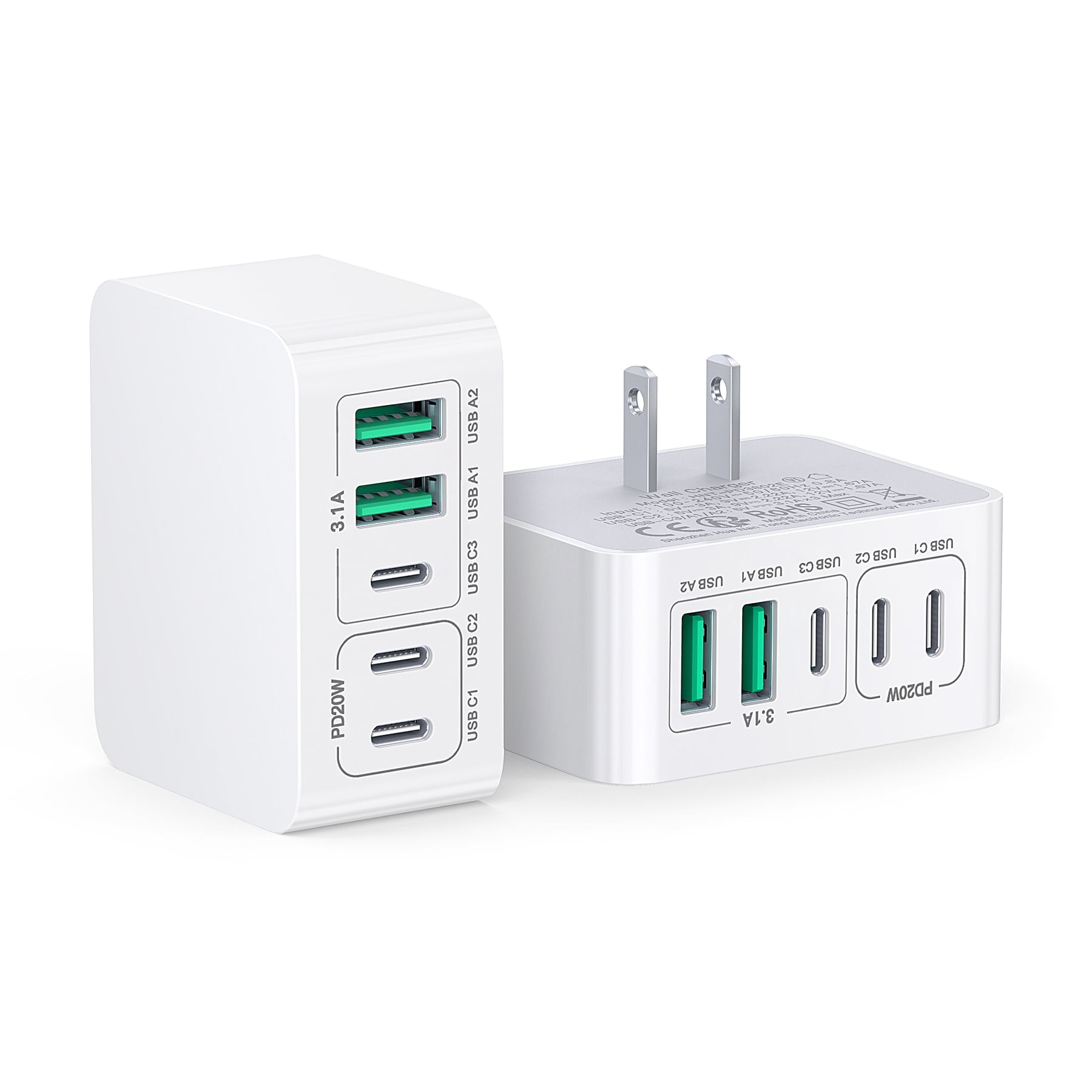 TAOHAI 50W USB C Charger Block Thin Flat Charging Cube, 2Pack 5-Port ...
