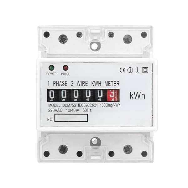 TAOOHU Electric Meter, Single Phase 4P LED DIN-Rail Electricity Power ...