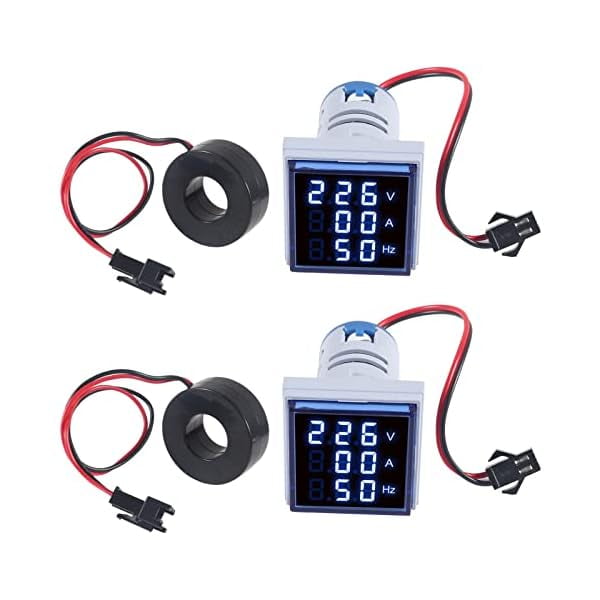 TAOOHU 2PCS Current Voltage Hertz Meters, Digital 3in1 22mm Voltmeter Ammeter Hz Meter AC 60 ...