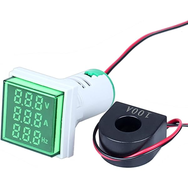 TAOOHU Amp Voltage Hertz Meters, Digital 3-in-1 22mm Square Multifunction Indicator Ammeter ...