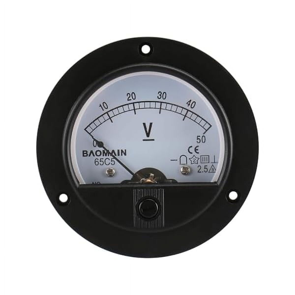 TAOOHU DC 50V Round Voltmeter Voltage Meter 65C5 Gauge Analog Panel ...