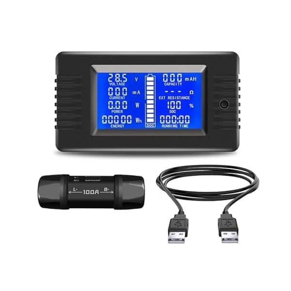 TAOOHU DC 8-120V 0-100A Battery Monitor Digital Current Voltage Power ...