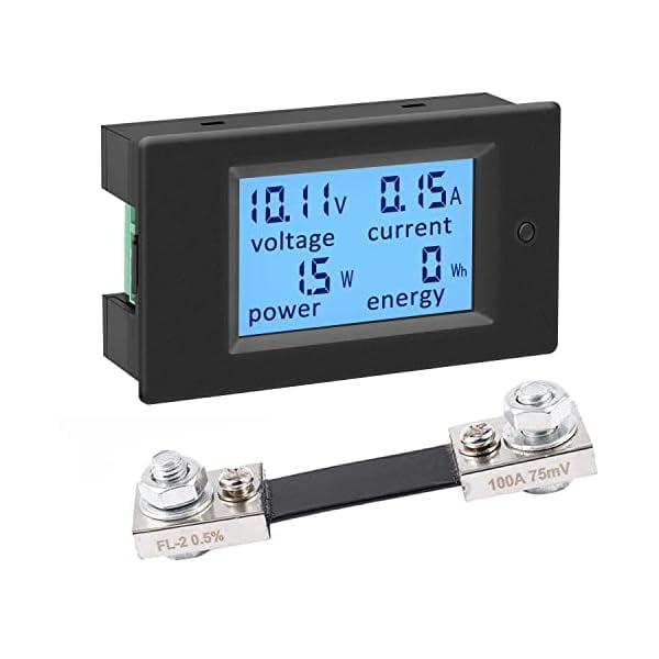 TAOOHU Digital Ammeter Voltmeter DC Voltage Current Power Energy Meter ...