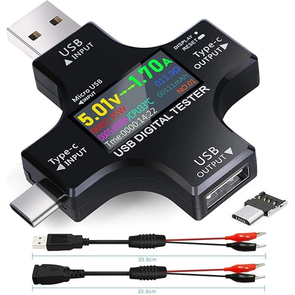 TAOOHU USB C Tester, 2 in 1 Tester Color Screen IPS Digital Multimeter ...