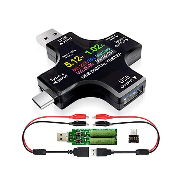 TAOOHU USB C Tester, 2 in 1 Type C USB Tester Color Screen IPS Digital ...