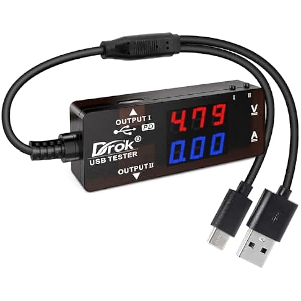 TAOOHU USB Tester, USB-A USB-C 2.0 Multimeter Dual USB Ports PD QC 3.0 ...
