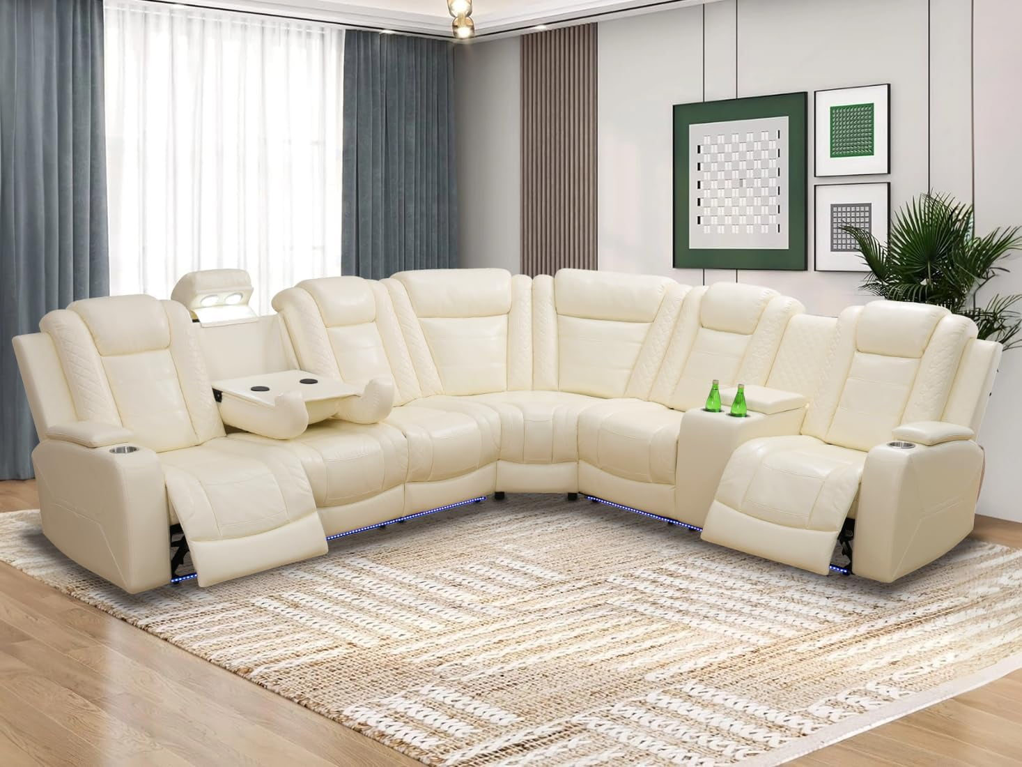 TAORUIFANG 3-Piece Power Recliner Sofa Set, Off-White Electric ...