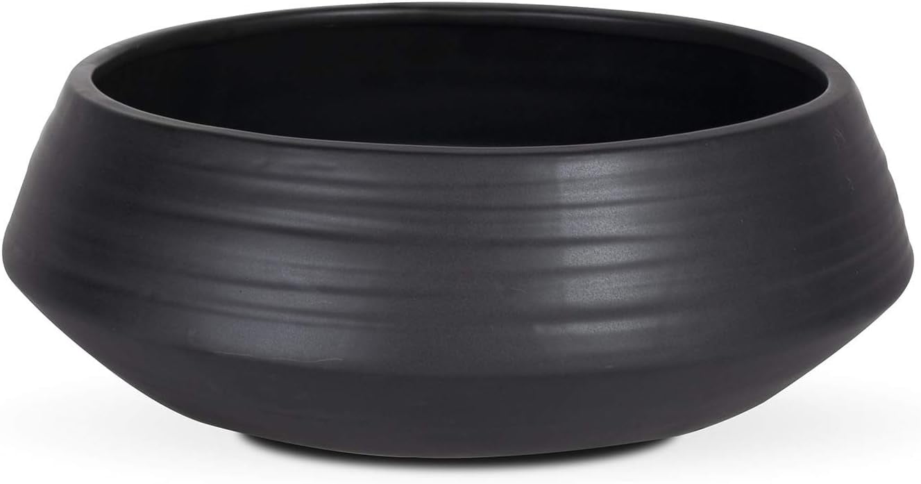 TAOS Pot, Black Ceramic Round Planter Bowl, Flower Pot, Indoor Or ...