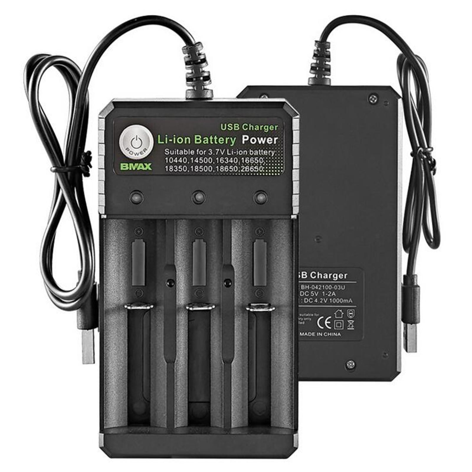 TAPDRA 3-Slot USB Lithium Battery Charger Independent Charging and Dual ...