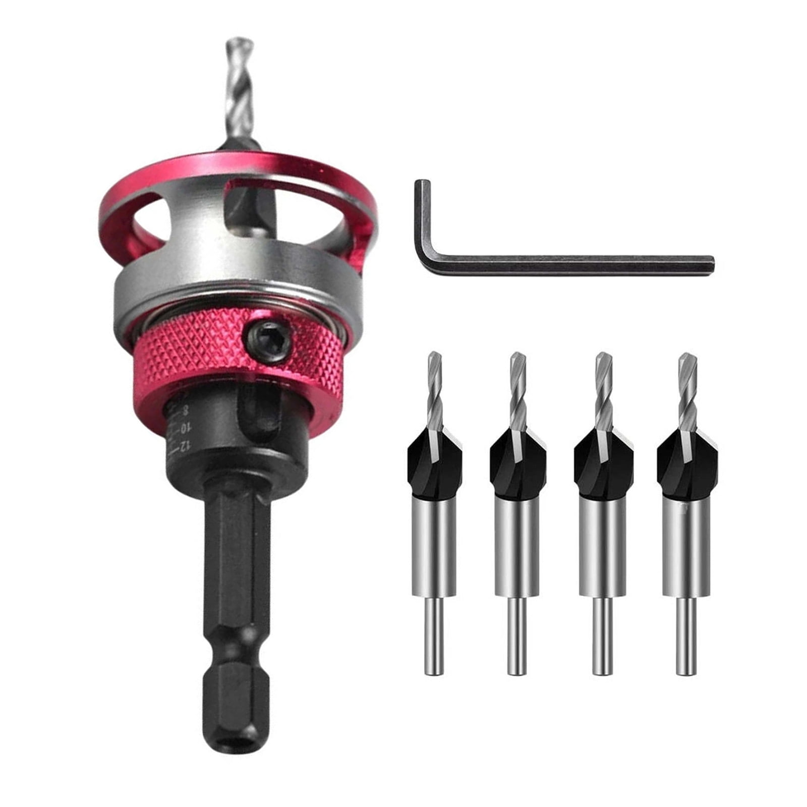TAPDRA Aluminum Alloy Countersink Drill Bit Set Hexagonal Slot Clear ...