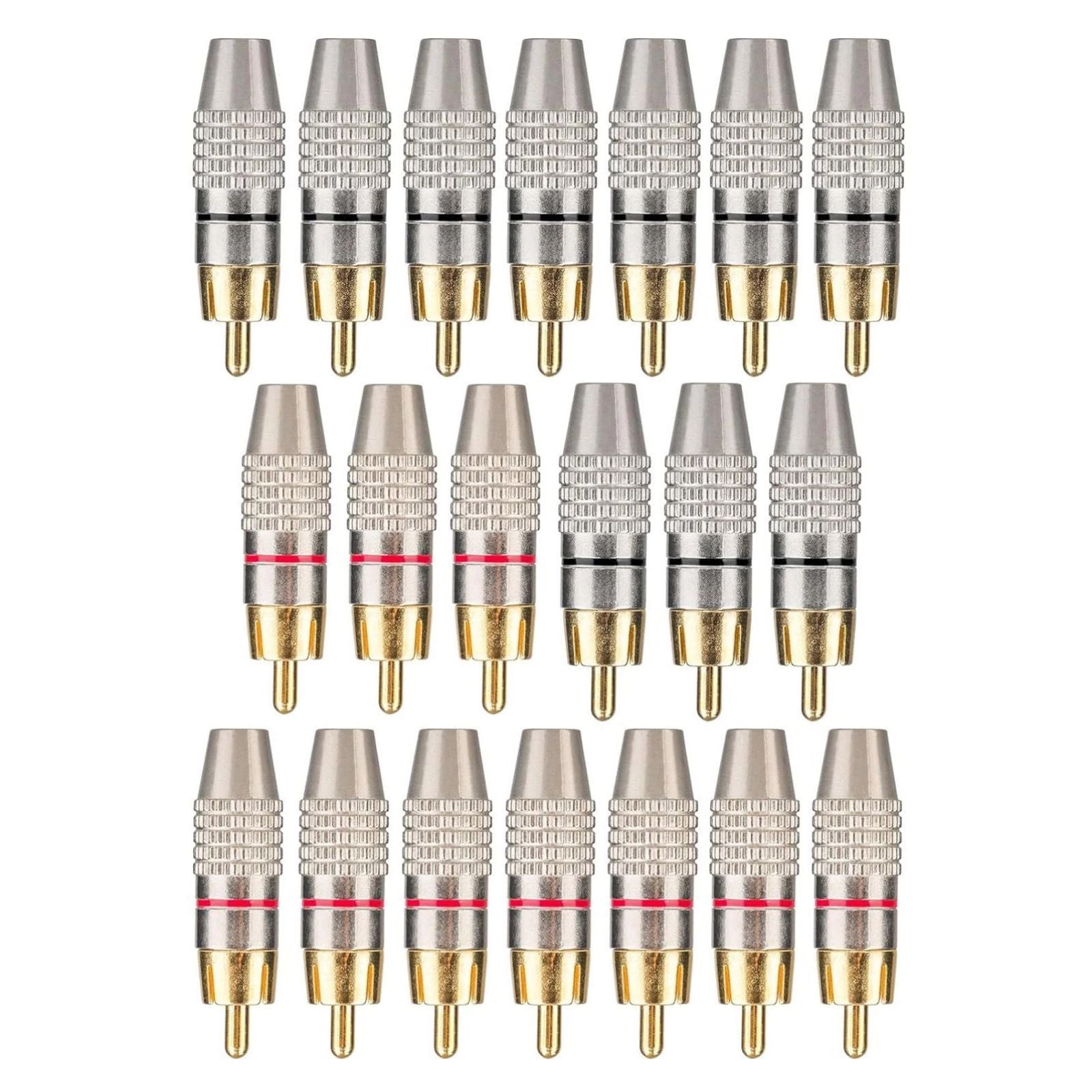 TAPDRA RCA Connectors Solderless 20 Pack Metal Gold Plated Easy Cable Connections 6.2mm with ...