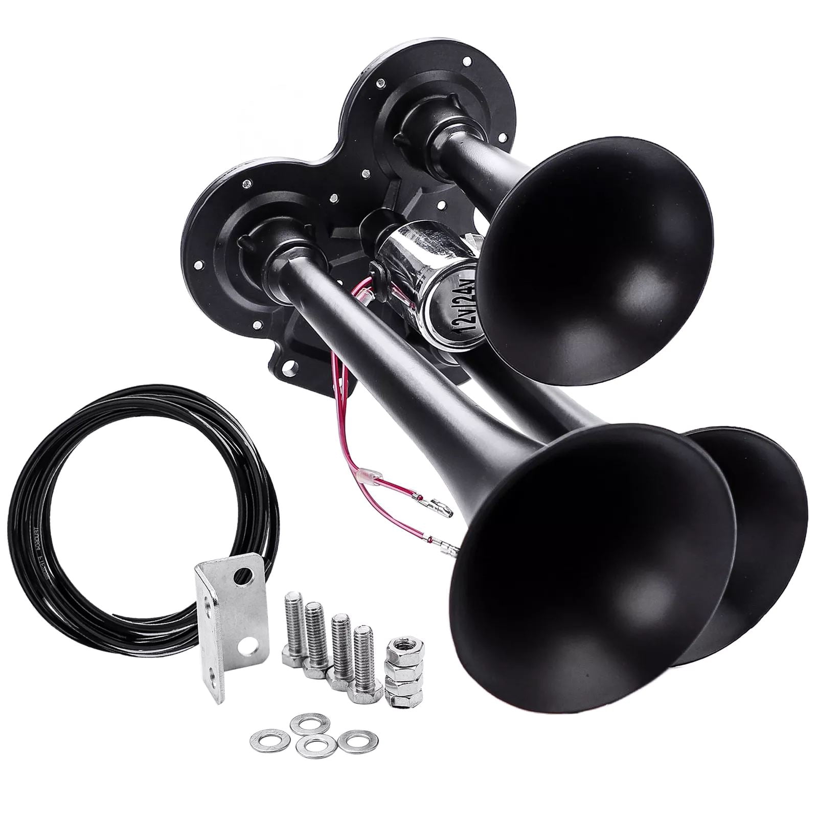 TAPDRA Triple Air Horn Trumpet Train 12V 24V 135dB Super Loud Volume ...