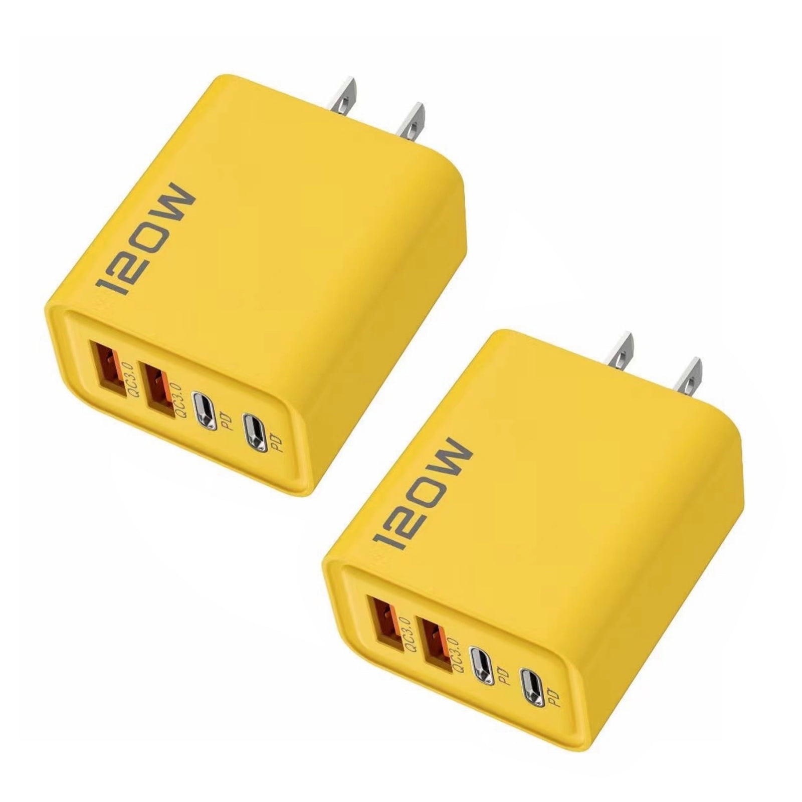 TAPDRA USB Multiport Fast Charger 120W Double PD Yellow Portable 4 Port ...