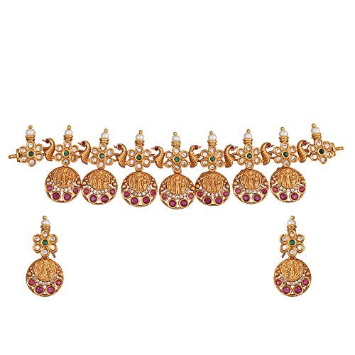 TARINIKA Antique Gold Plated Nisha Short Necklace with Ram Seetha Coin ...