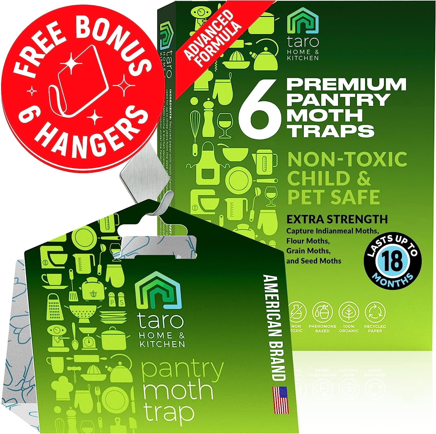 TARO 6-PACK Maximum Strength Pantry Moth Traps, Pantry Moth Killer ...